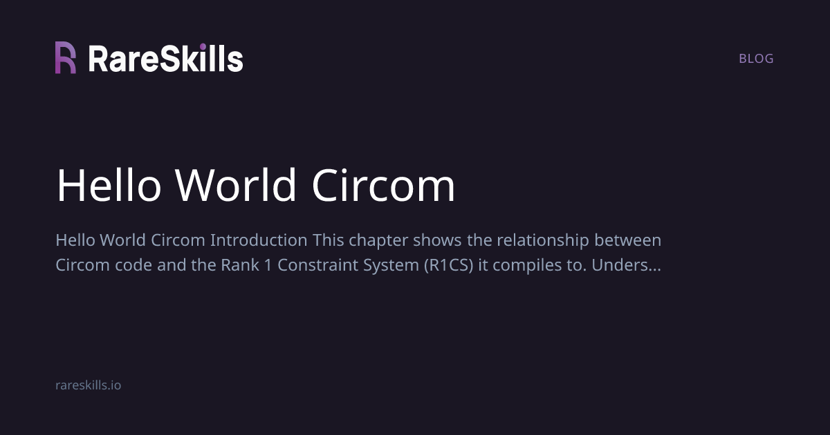 Hello World Circom | RareSkills