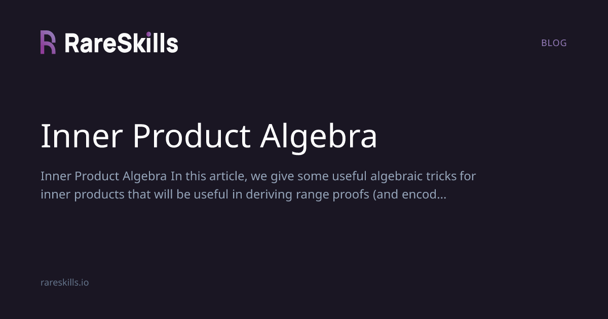 Inner Product Algebra | RareSkills